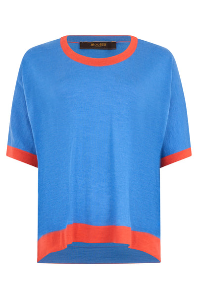MOORER Blue short-sleeve T-shirt, casual and versatile. – Concept-N